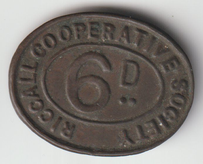 Riccall Cooperative Society 6d Token Münze Oval Antik (Gebraucht) in ...