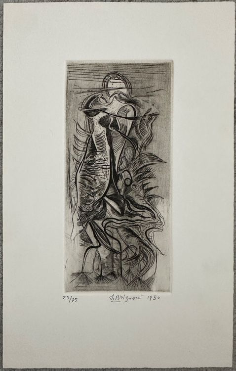 Serge Brignoni (1903-2002) Radierung Handsig (Gebraucht) in Root für ...