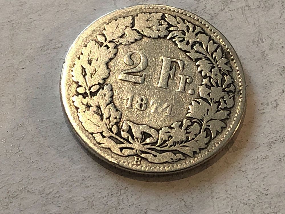 Schweiz 2 Franken 1874 Silber Rar (Gebraucht) in Flumenthal für CHF 8.4 – mit Lieferung auf ...
