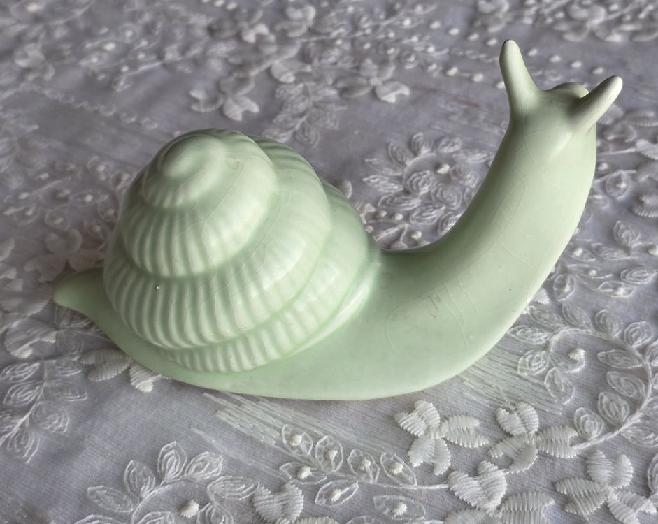 Keramik Schnecke in Pastellgrün, Vintage Deko Figur🐌🍀 (Gebraucht) in ...