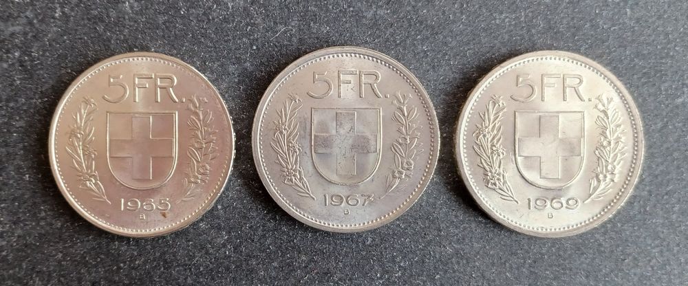 3 Schweizer Silbermünzen, je 5 Franken (Gebraucht) in Zürich für CHF 27 – mit Lieferung auf ...