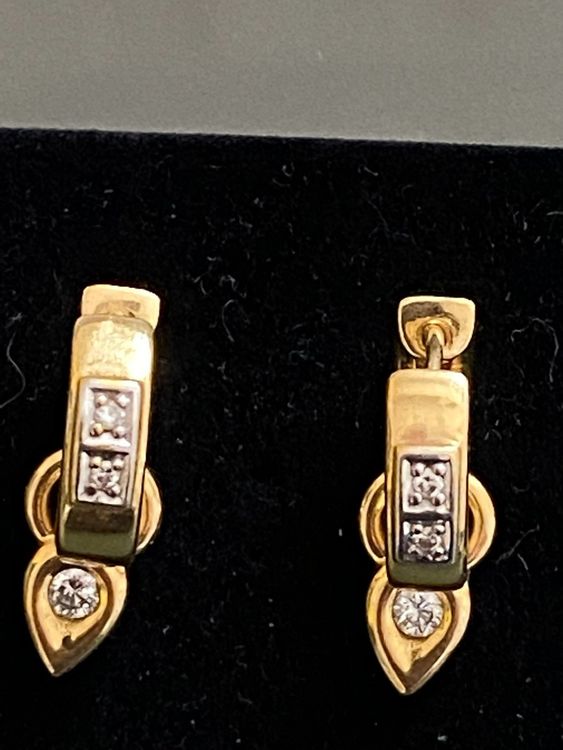 2 Ohrstecker Kreole 18 Karat Gold mit 6 Brillanten | Kaufen auf Ricardo
