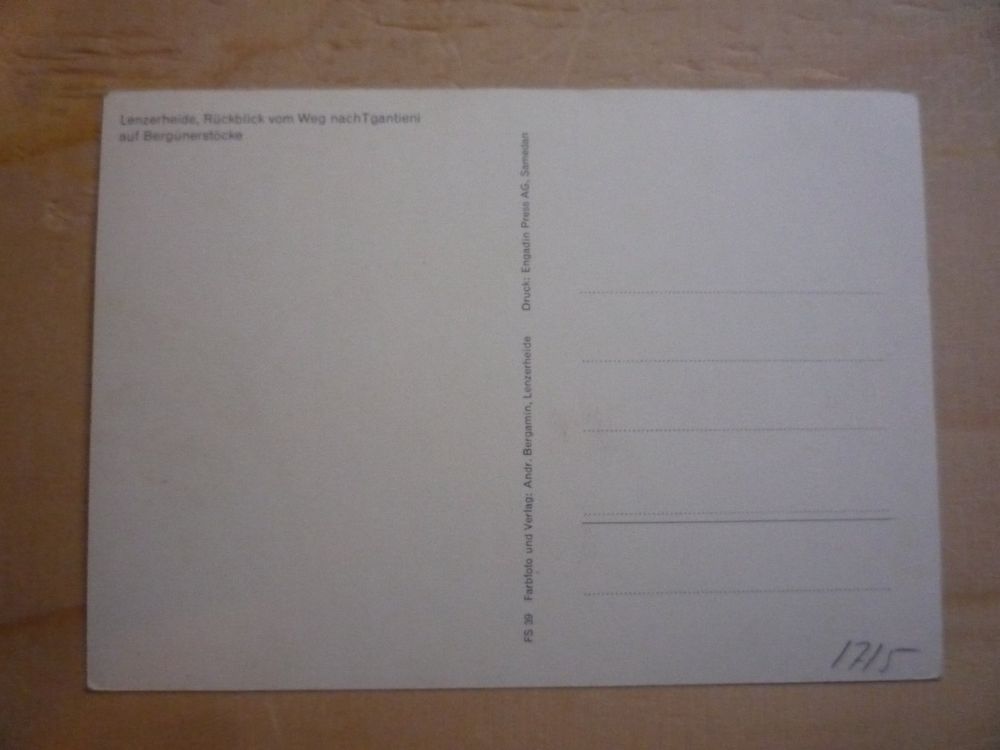 Lenzerheide. Rückblick vom Weg nach Tgantieni, FS 39 (Gebraucht) in ...