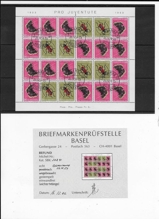 PJ Kehrdruckbogen 1953 mit Befund⦿ | Kaufen auf Ricardo