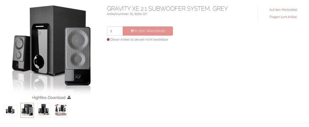 Gravity XE 2.1 Subwoofer System (PC.) (Gebraucht) in Merenschwand für ...
