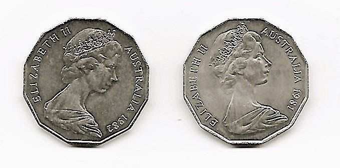 2 x 50 Cents Münzen aus Australien 1981 und 1982 (Gebraucht) in Grabs ...