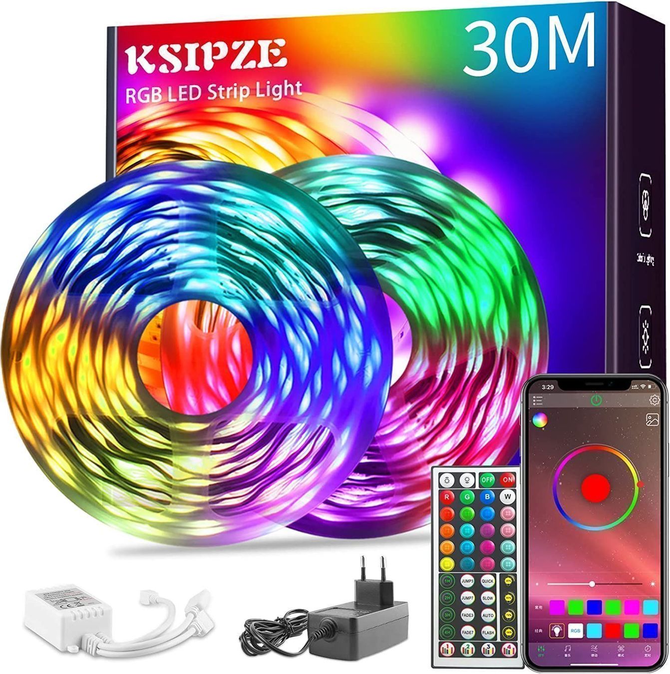 RGB LED Strip 30m Lichterkette LED Streifen Music Sync Timer (Neu und ...