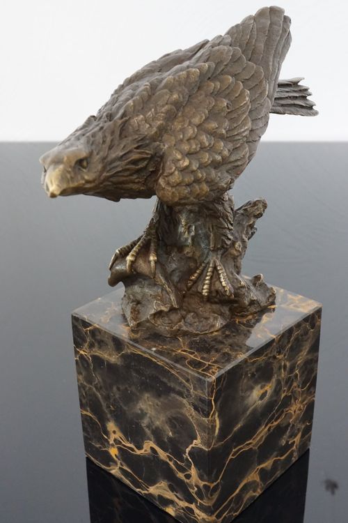 BRONZE ADLER SKULPTUR MILO GREIFVOGEL MARMORSOCKEL STATUE | Kaufen auf Ricardo