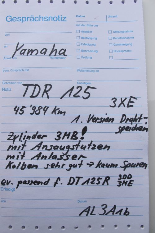 Yamaha TDR125 TDR 125 3XE Motor RebikelingMotoren Räumung | Kaufen auf ...