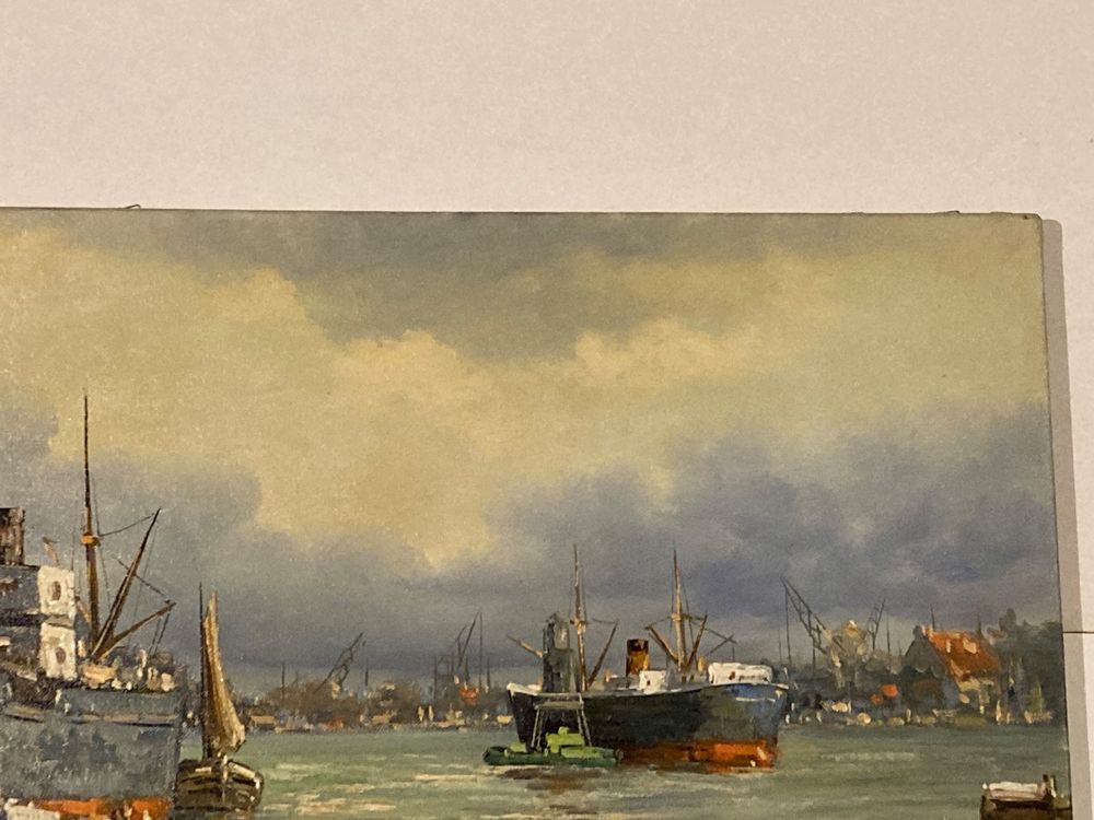 H. Peters Landschaftsgemälde mit Meer, Schiffe und Hafen Nr7 (Gebraucht ...