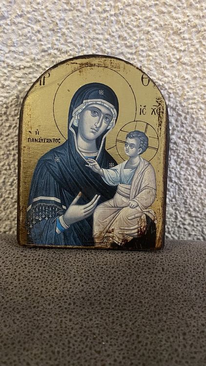Religiöse Ikone, Mutter Maria mit Kind Jesus Holz, (Gebraucht) in ...