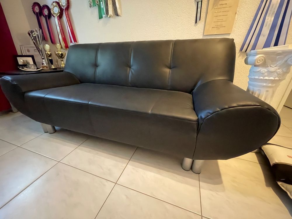 2er Leder-Couch schwarz | Kaufen auf Ricardo
