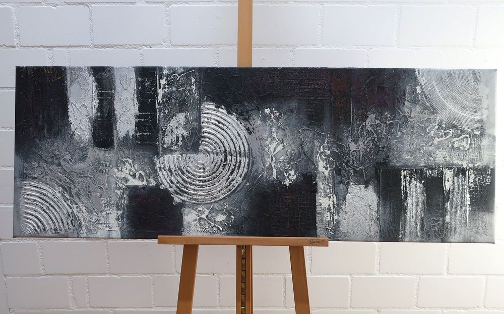 Mischtechnik auf Leinwand Silbereffekt | Kaufen auf Ricardo