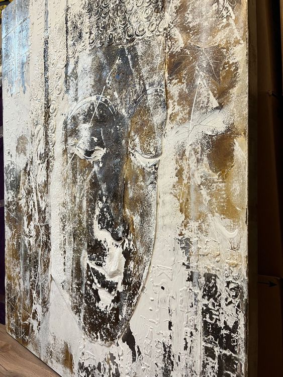 Grosses Buddha Wandbild, modernes Relief Gemälde Unikat (Gebraucht) in ...