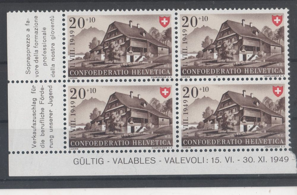 Viererblock PP44 mit Rasterfehler Morse-O und y-förmigem Rf. (Neu (gemäss Beschreibung)) in ...