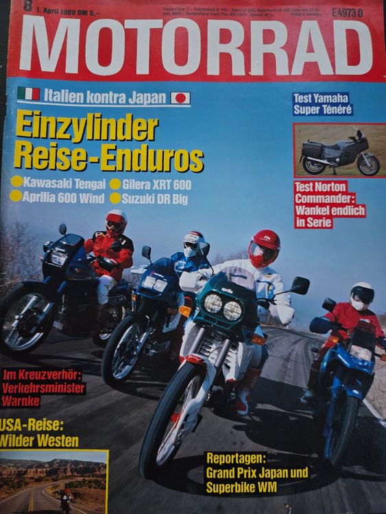 Motorrad 8/89 Norton Yamaha XTZ 750 Gilera XRT Suzuki DR xx (Gebraucht ...