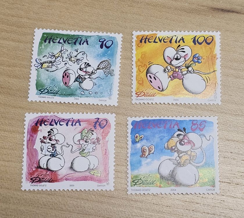 Diddl Briefmarken Helvetia, 4er Set, Neu und postfrisch (Neu und ...