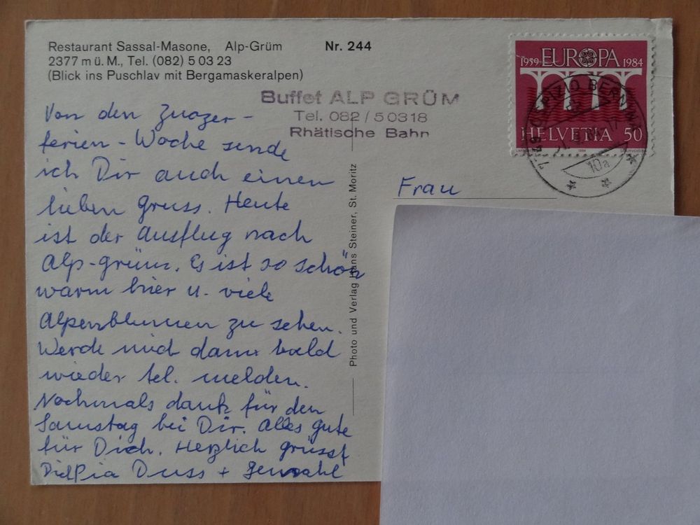 Alp Grüm - restaurant Sassal-Masone - 1984 | Kaufen auf Ricardo