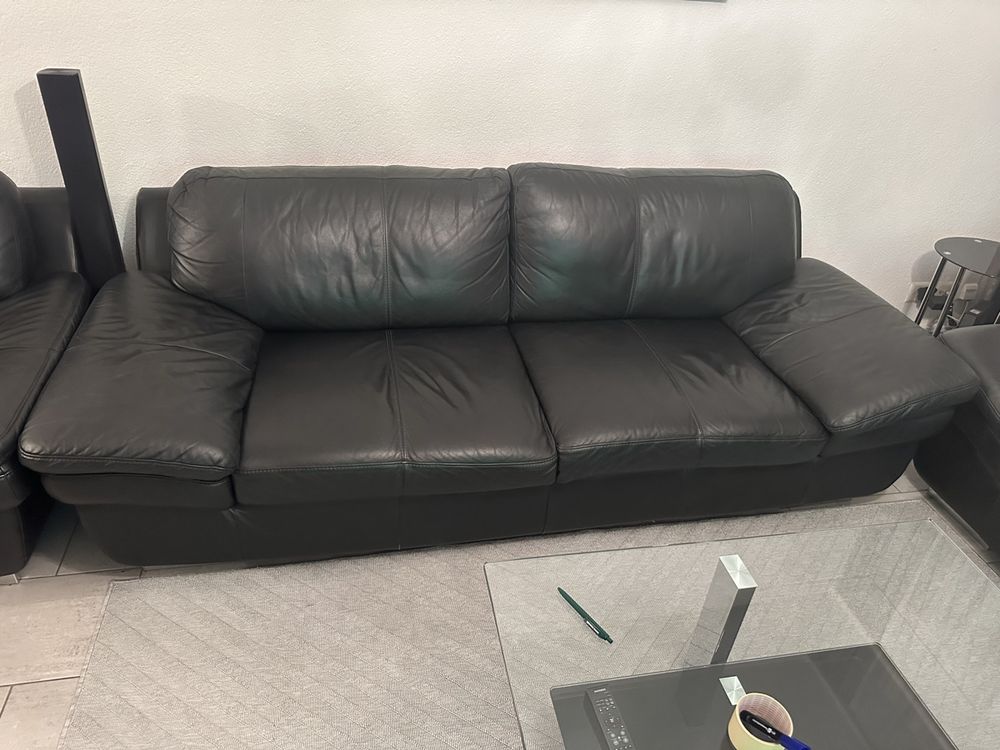 Schwarzes Leder Sofa - elegant 3er, 2er und 1er (Gebraucht) in Rickenbach SO für CHF 650 – nur ...