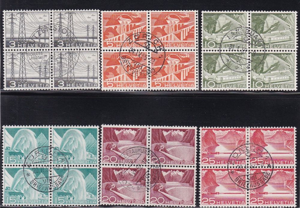 19 Stk. CH Viererblocks ab 1949, teilw. ET (Gebraucht) in Münchwilen AG für CHF 25 – mit ...