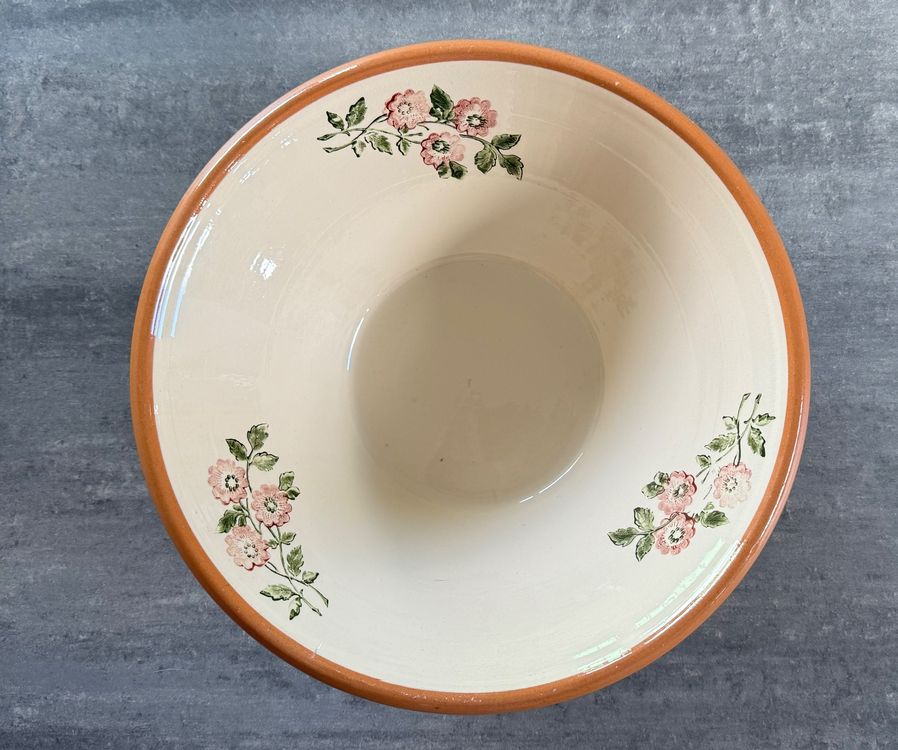 Alte Rahmschüssel - Ton - Rose - Bauer - Rahm - Milch - 3 l (Gebraucht ...