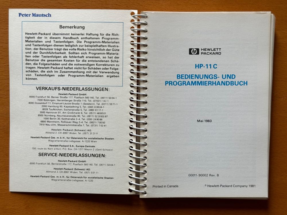 HP-11C Bedienungs und Programmierhandbuch | Kaufen auf Ricardo