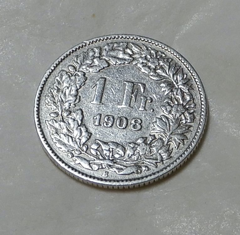Silber Münze, 1908 , 1 Franken (Gebraucht) in Luzern für CHF 3 – mit ...