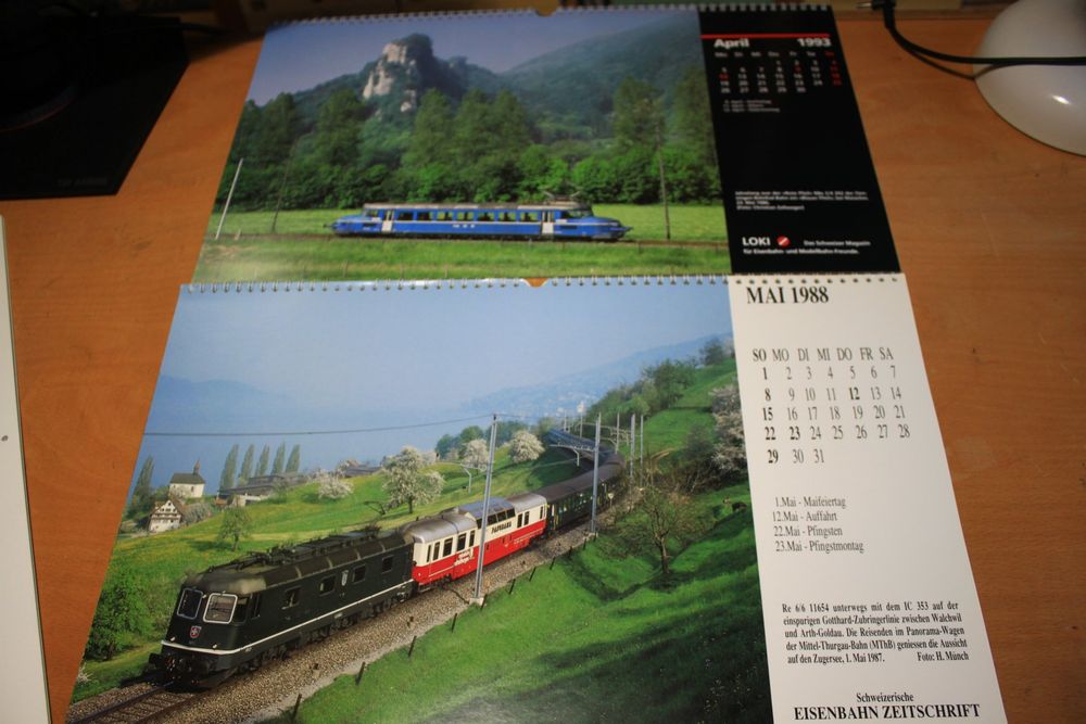 Schweizer Bahnen 1988 & 1993, Kalender EZ bzw. LOKI (Gebraucht) in Reigoldswil für CHF 5 – mit ...