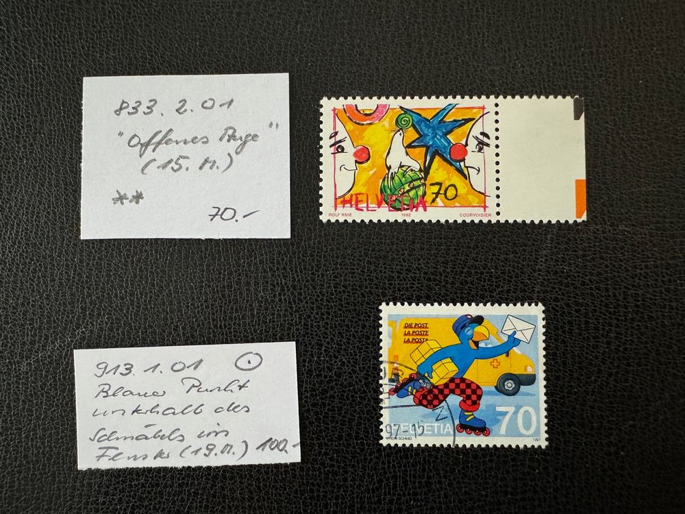 2 Abarten Schweiz, postfrisch/gestempelt (Gebraucht) in Stallikon für CHF 5 – mit Lieferung auf ...