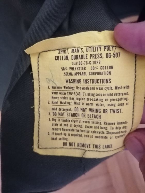 US Army OG 507 Utility Uniform Shirt, NOS - New Old Stock (Neu (gemäss ...