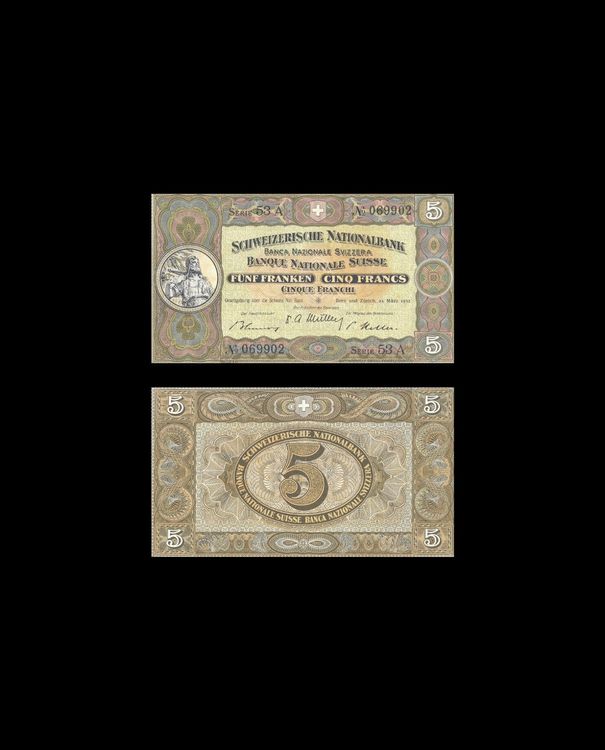 5 Franken Banknote Schweiz Serie 2 (Replica) (Neu (gemäss Beschreibung ...