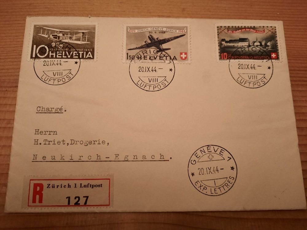 Zürich Luftpost R-Brief 20.9.44 Geneve-Neukirch gem. Bilder | Kaufen auf Ricardo