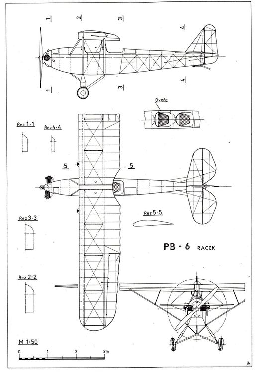 Quality Bauplan / Plan RC Semi Scale model "PB-6 RACEK" (Neu (gemäss ...