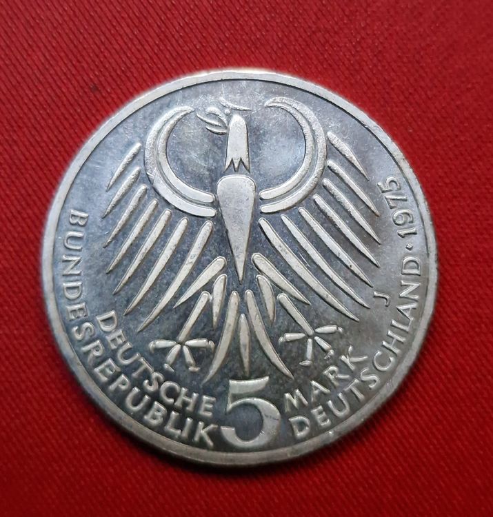 Deutsche 5 Mark Münze Friedrich Ebert, J, Jahr 1975! (Neu (gemäss ...