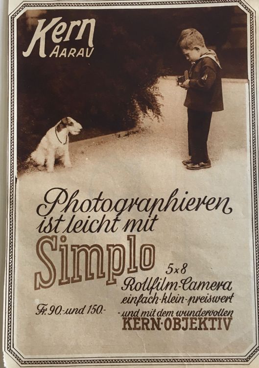 Vintage Reklame, Kern Simplo, Camera, Aarau, 1927 (Gebraucht) in Frauenfeld für CHF 3.8 – mit ...
