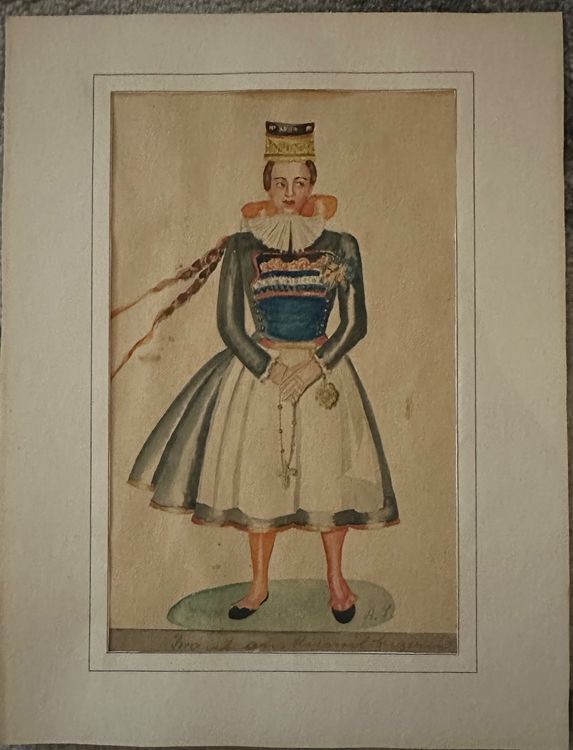 Antike Aquarell von eine Dame beschriftet und Monogr (Gebraucht) in Hochdorf für CHF 5 – mit ...