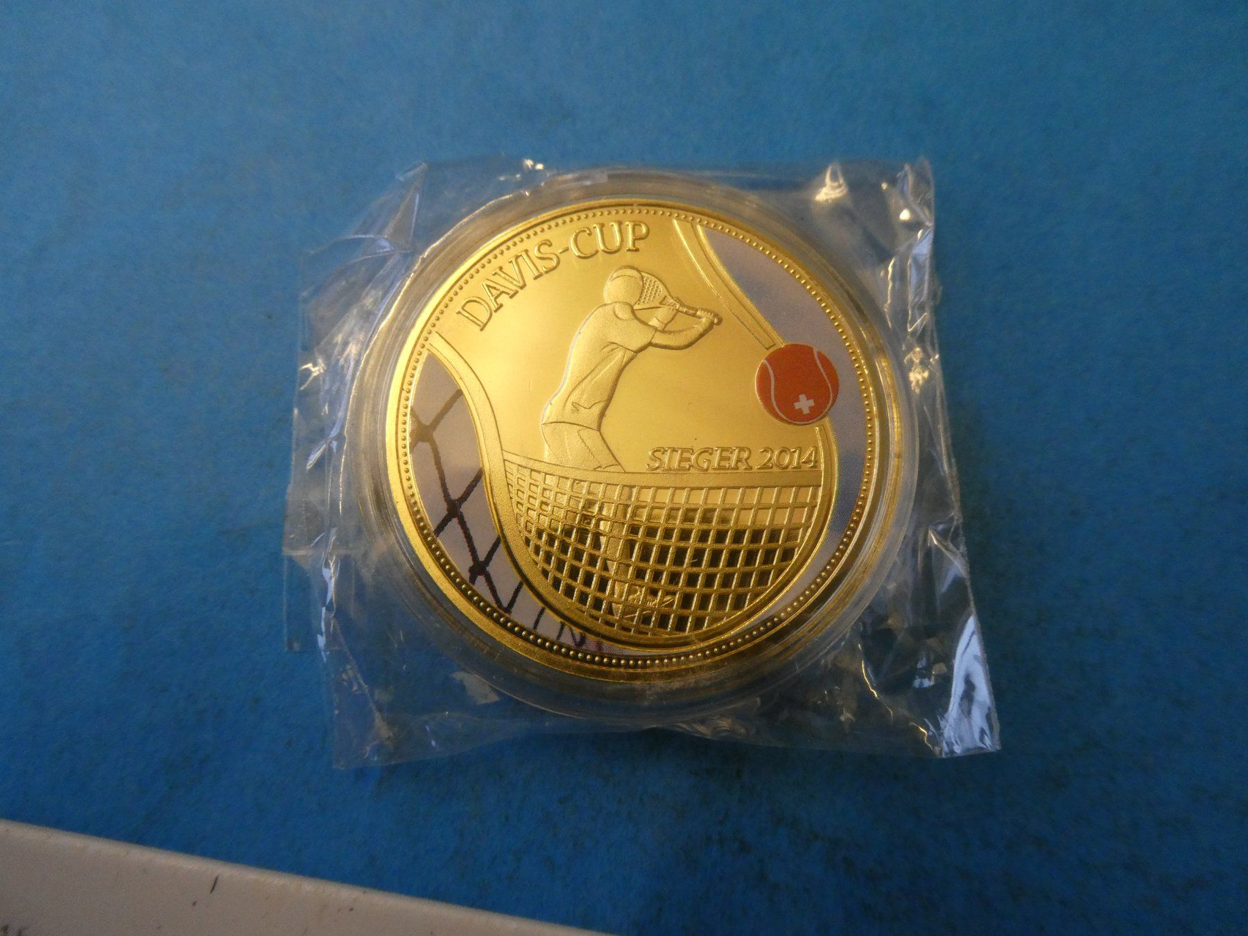 versilberte Medaille 40 mm PP, Davis Cup 2014 (Neu (gemäss Beschreibung ...