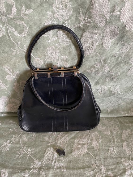 1940s 50s Vintage Black Wrist bag handbag leather and purse | Kaufen ...