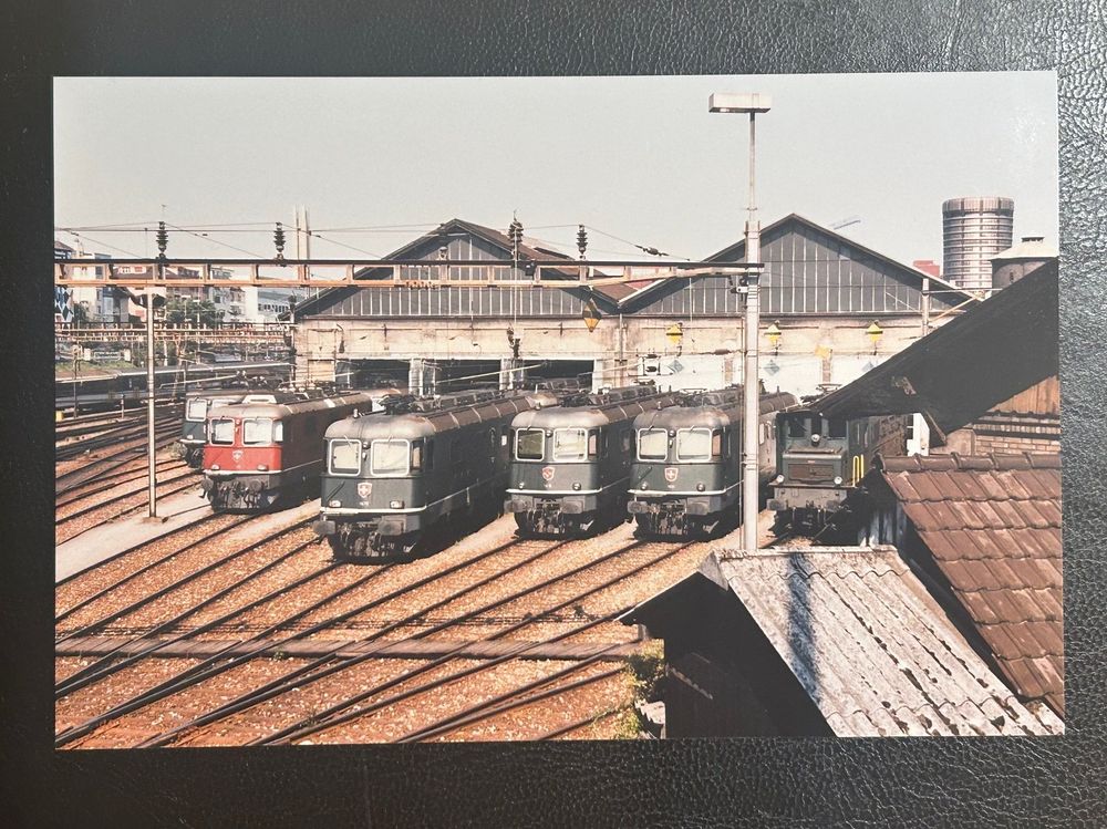 Foto SBB Depot Basel m Re 6/6, Re 4/4 II, Ae 4/7 - 5.8.1995 (Neu (gemäss Beschreibung)) in ...