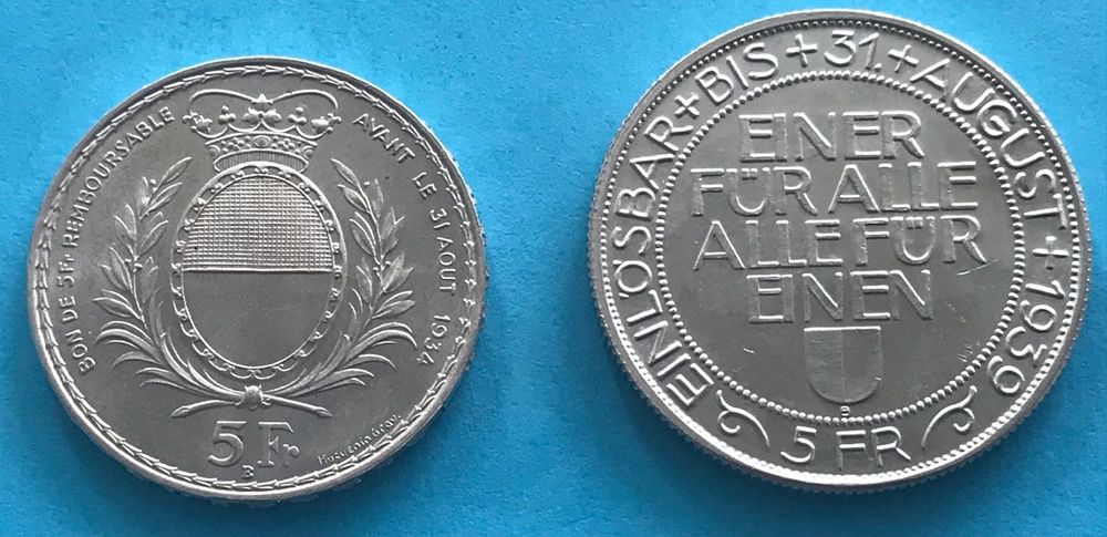 2 Schweizer Silber 5 Franken-Schützentaler Fribourg/Luzern | Kaufen auf Ricardo