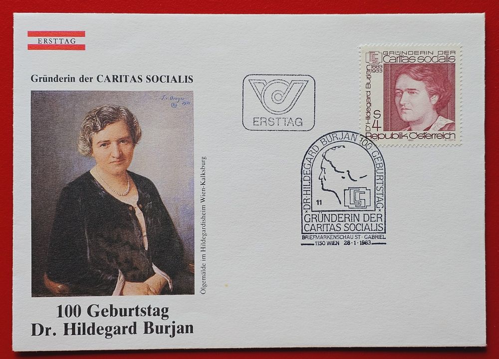 ÖSTERREICH HILDEGARD BURJAN CARITAS FDC 1983 (Neu (gemäss Beschreibung ...