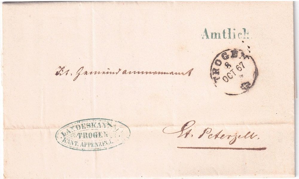 Schöner Amtsbrief der Landeskanzlei Appenzell AR 1867 (Gebraucht) in ...