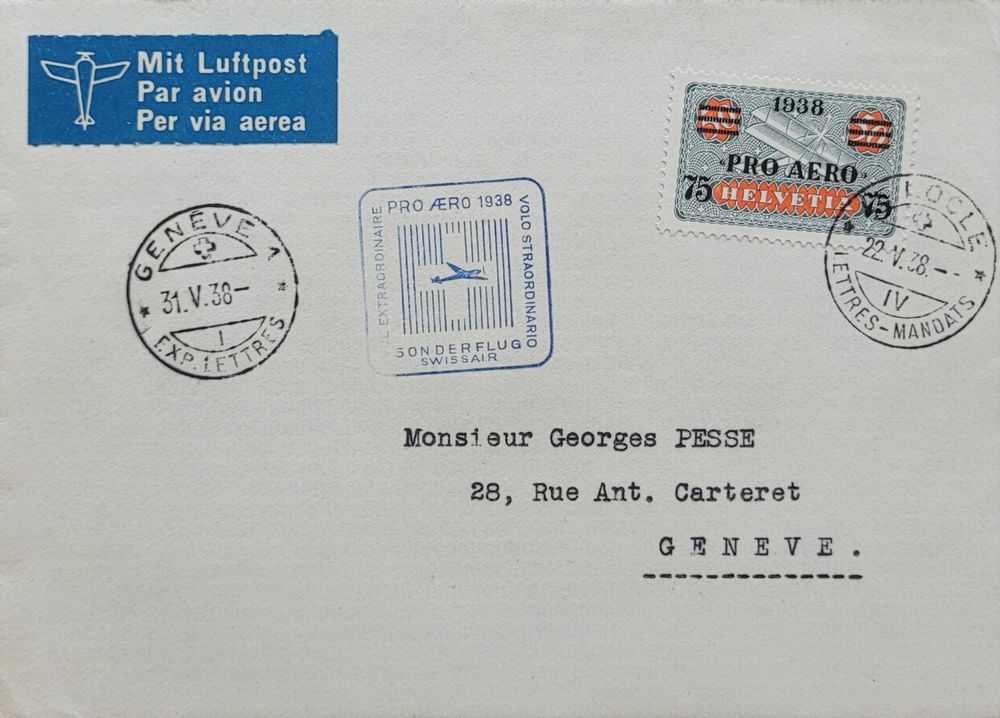Luftpost Brief Pro Aero 1938 Le Locle Genève 1938 | Kaufen auf Ricardo