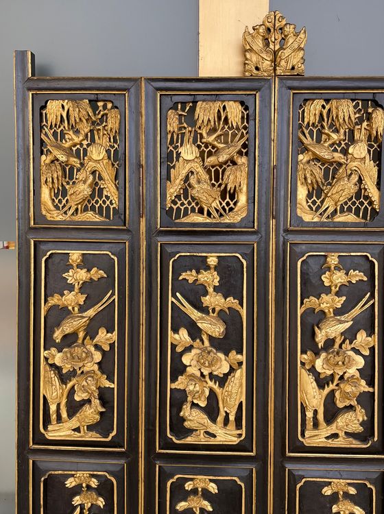 Grosser Chines 4-Teilig Holz Paravant-Raumteiler (Gebraucht) in Root ...