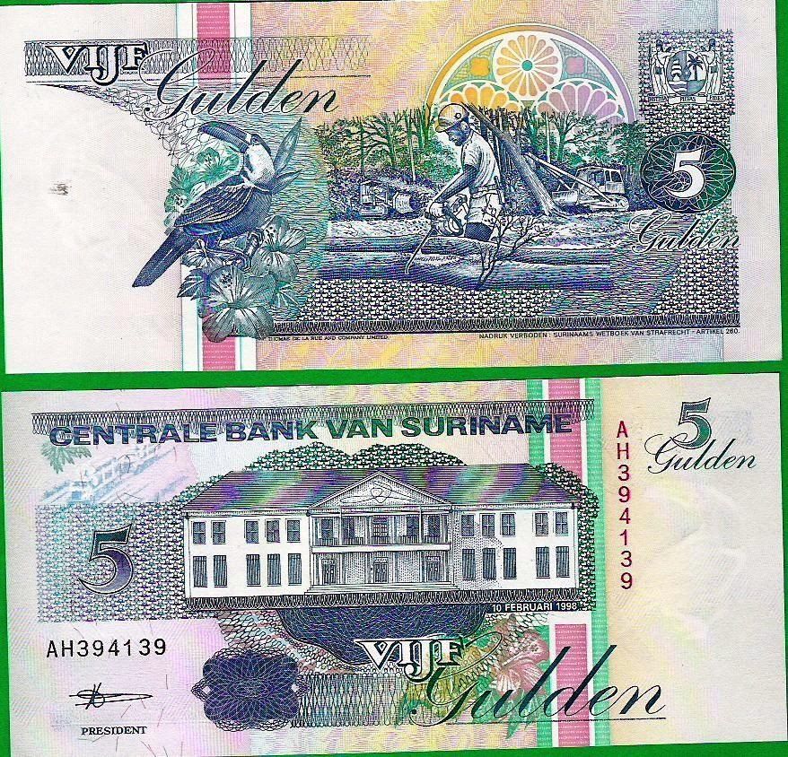 SURINAME 5 GULDEN 1998 (UNC) (Neuf (Voir description)) à Sonceboz ...