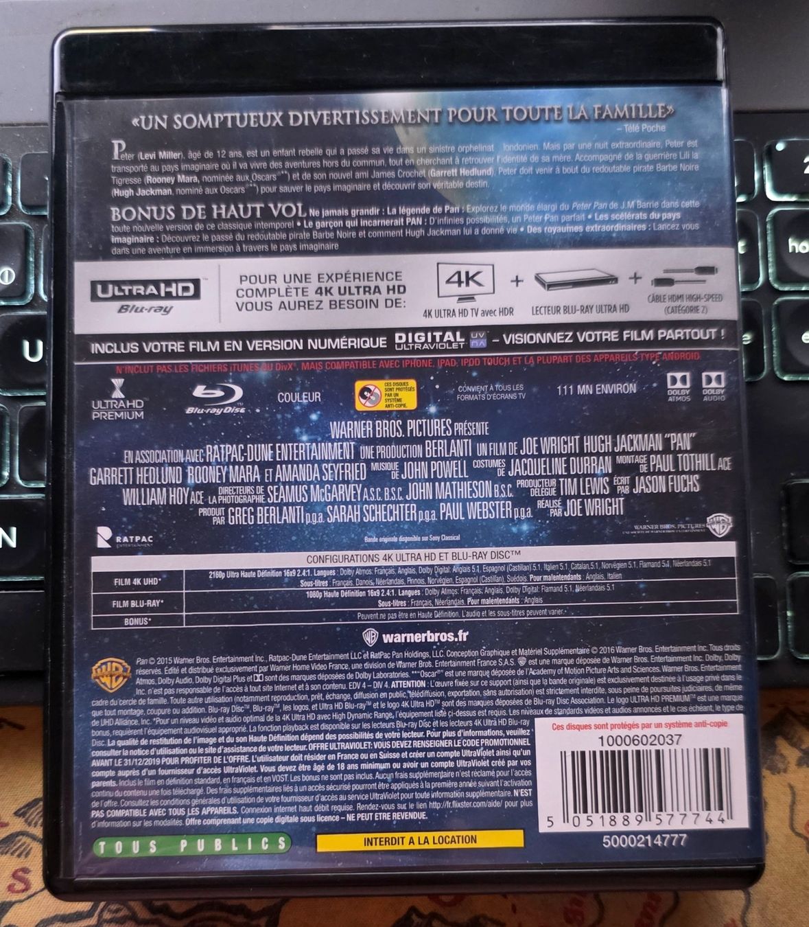 Pan (2015) - 4K Ultra HD + Blu-ray (D'occasion) à Semsales pour CHF 14 ...