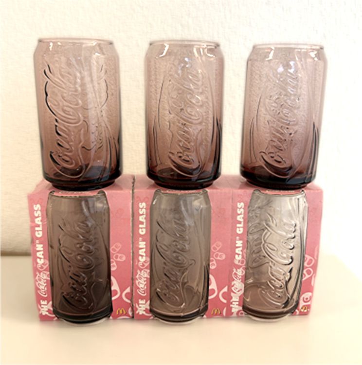 COCA COLA Gläser 6 Stück ROSA ROT Dosen SAMMLUNG - GLAS | Kaufen auf Ricardo