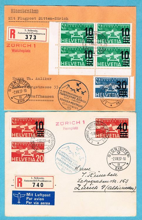 Aufbrauchsausgaben Flugpost 4 interessante Briefe ab Fr.1! (Gebraucht) in Seedorf für CHF 13 ...