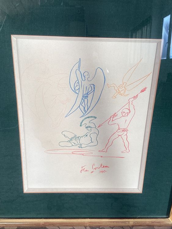 Jean COCTEAU (1889-1963) Tableau crayon couleurs signé datée (Gebraucht ...