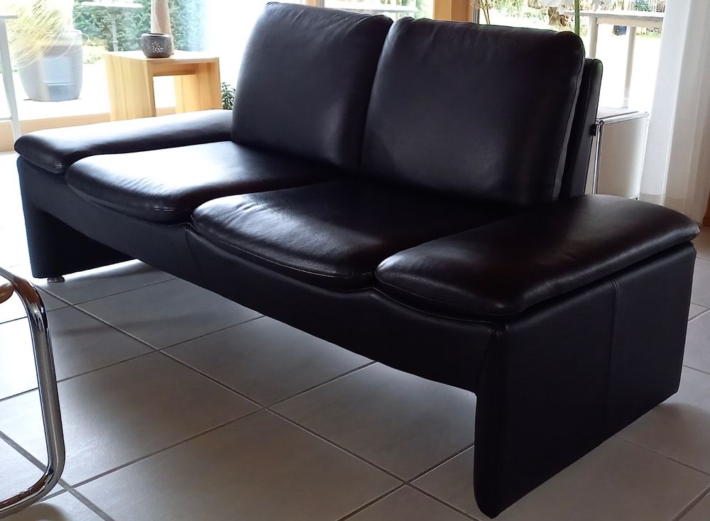 Schwarzes Ledersofa, 2.5-Sitzer (Gebraucht) in Rothrist für CHF 280 – nur Abholung auf Ricardo ...